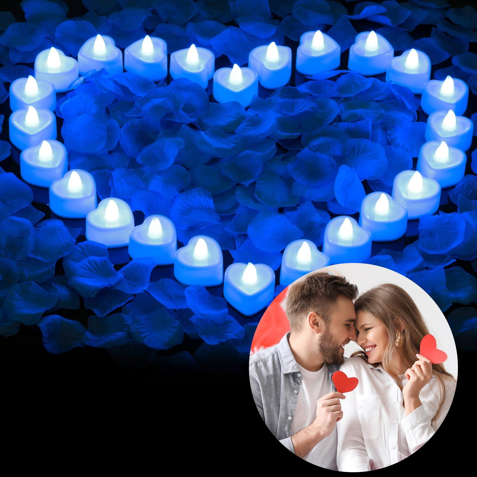 Olilia 2000 Pieces Artificial Rose Petals with 24 Pcs Flameless Heart ...