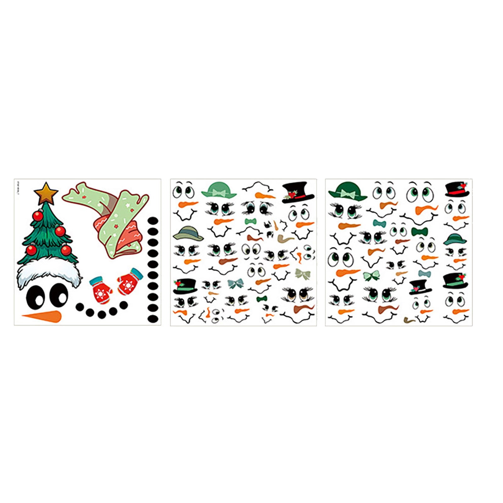 Olilia 3 Sheets Snowman Face Stickers for Crafts Christmas Decals for ...