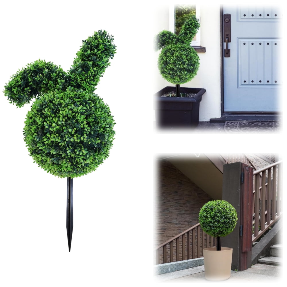 Olilia 31.5" Artificial Bunny-Shaped Topiary Tree with Boxwood Ball ...