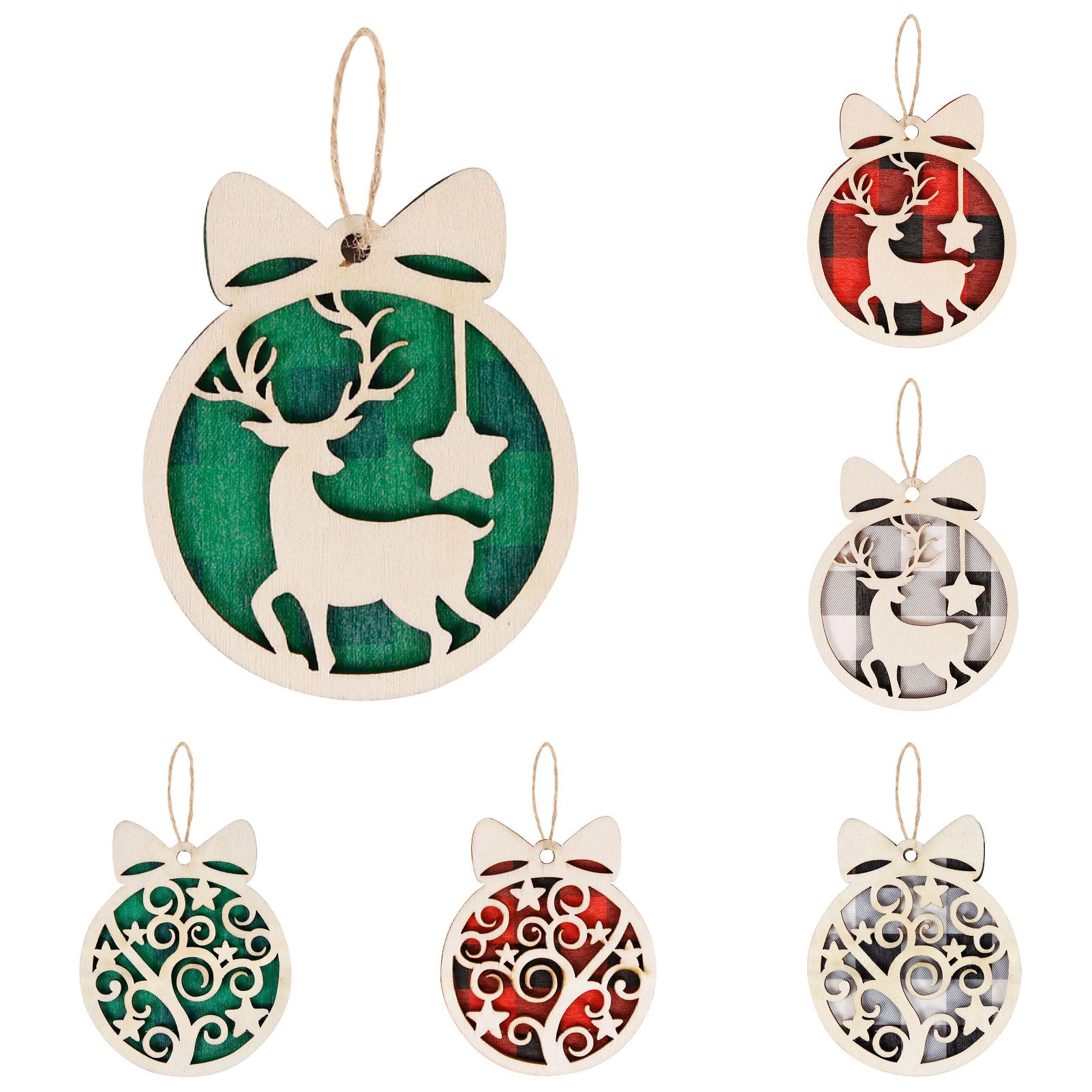 Olilia 6pcs Christmas Hanging Wooden Ornaments Hanging Reindeer ...