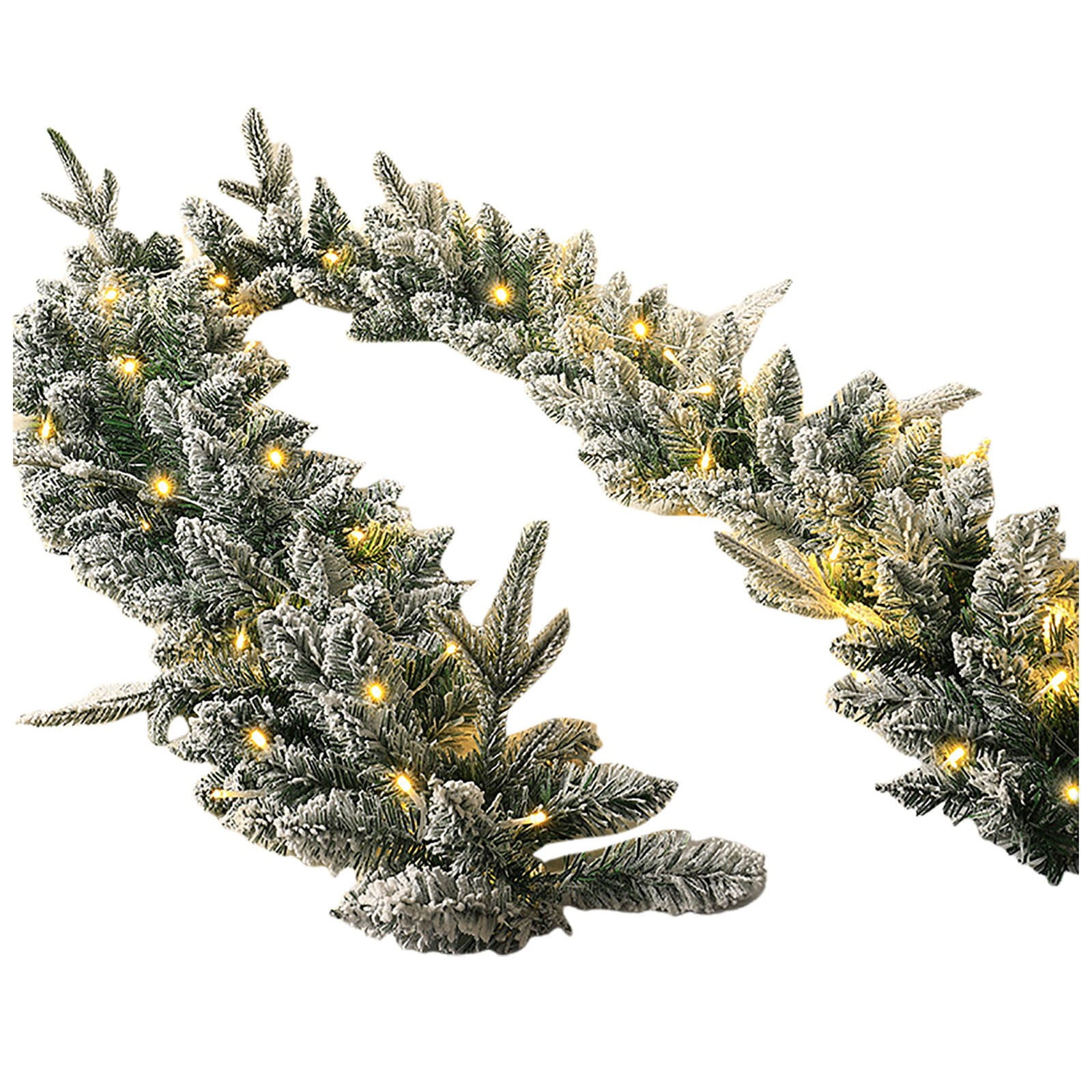 Olilia 8FT Christmas Garland Decoration with Warm Led Lights,Pre-Lit ...