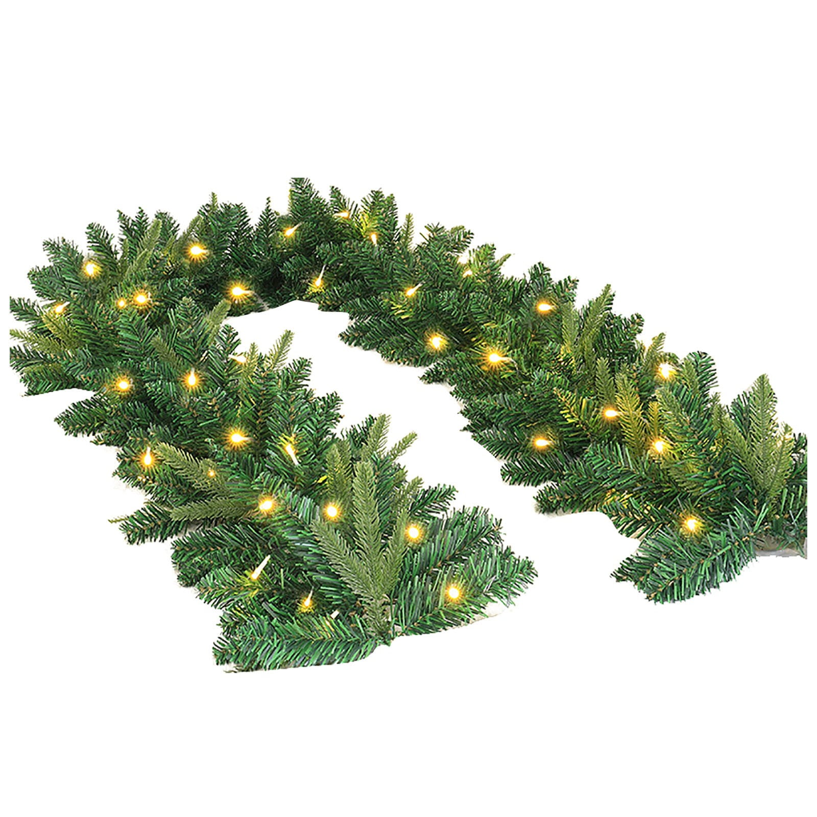 Olilia 8FT Christmas Garland Decoration with Warm Led Lights,Pre-Lit ...