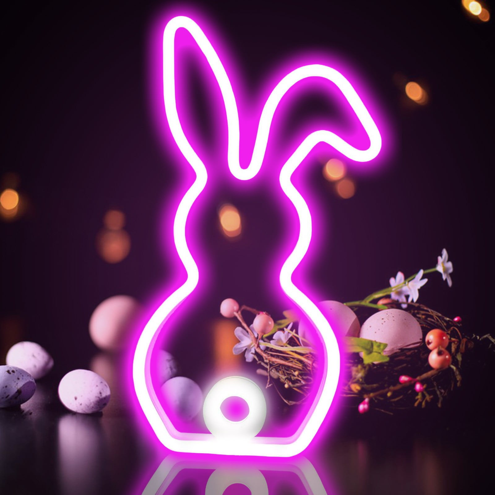 Olilia Bunny Easter Neon Sign for Easter Decorations LED Easter Rabbit ...