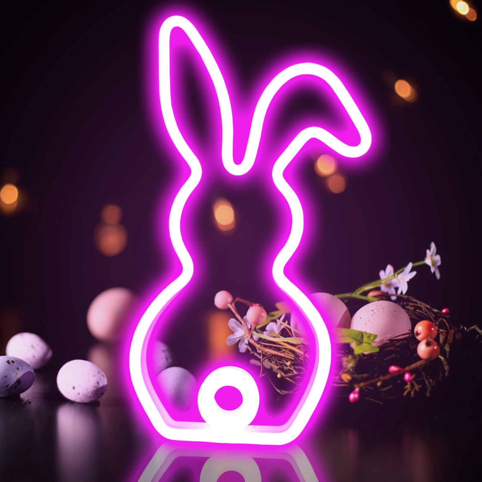 Olilia Bunny Easter Neon Sign for Easter Decorations LED Easter Rabbit ...
