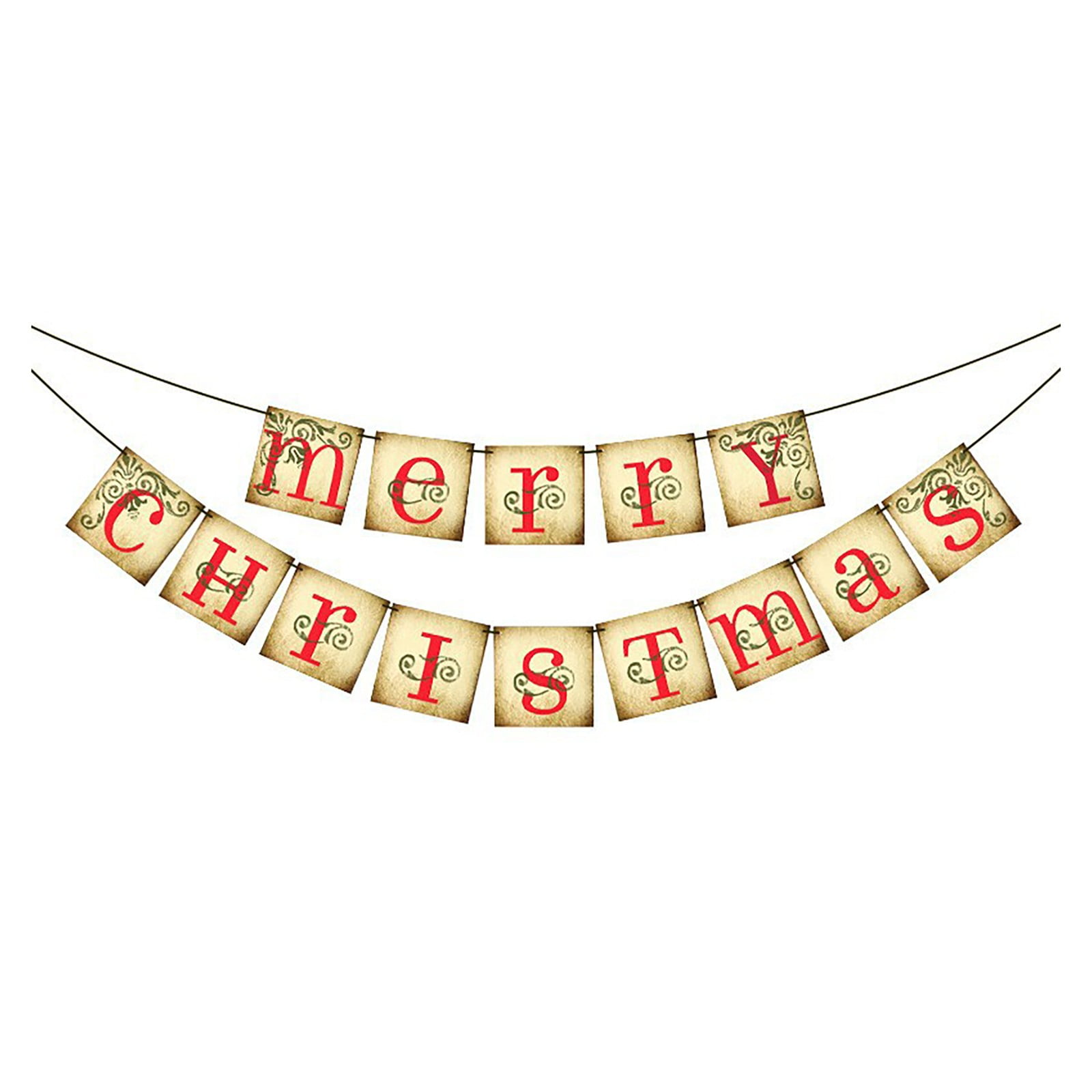 Olilia Christmas Decorations - Vintage Merry Christmas Banner - Retro ...