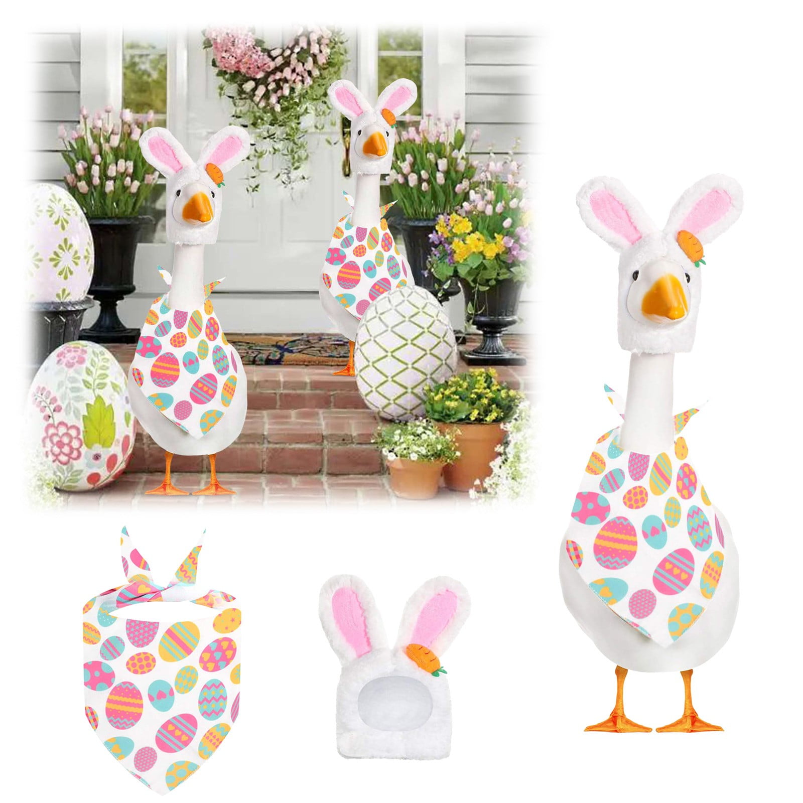 Olilia Easter Porch Goose Outfits for Cement Goose Lawn Goose Statue ...
