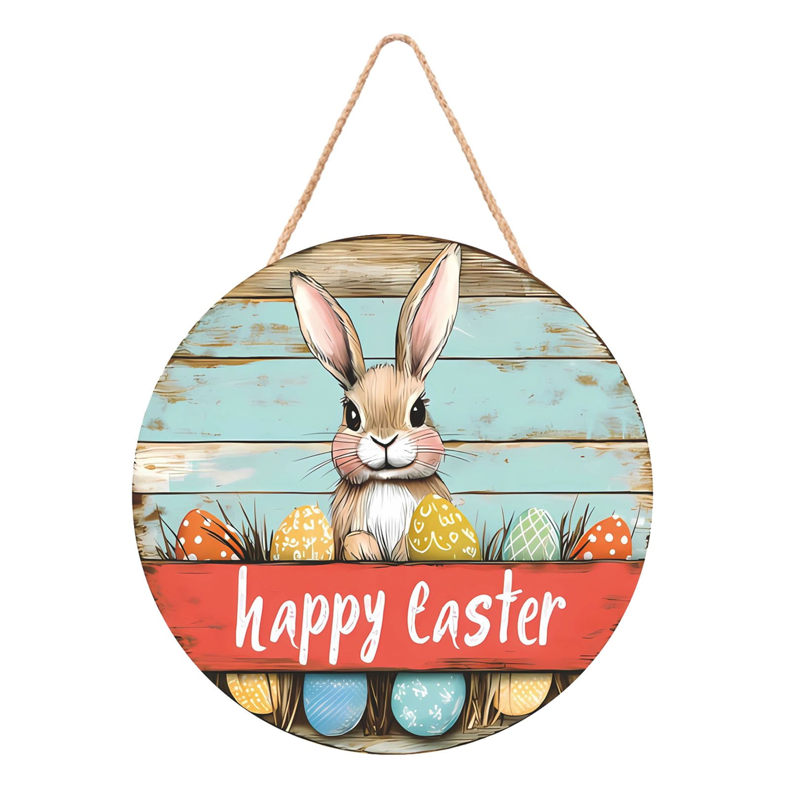Olilia Easter Welcome Wreath, Cute Bunny Happy Easter Signs for Front ...