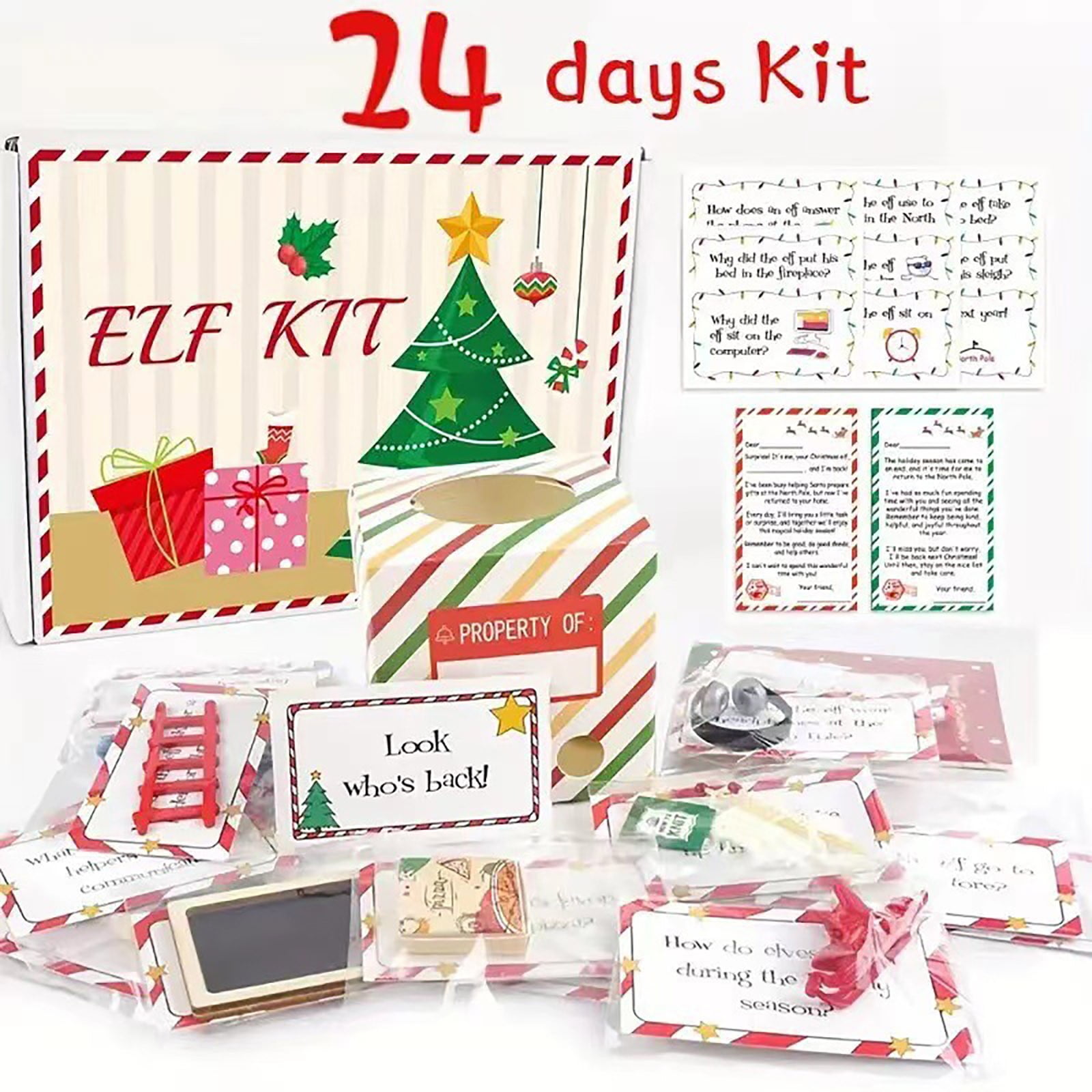 Olilia Elf Kit 24 Days of Christmas,2024 Fun Elf Activities Props ...