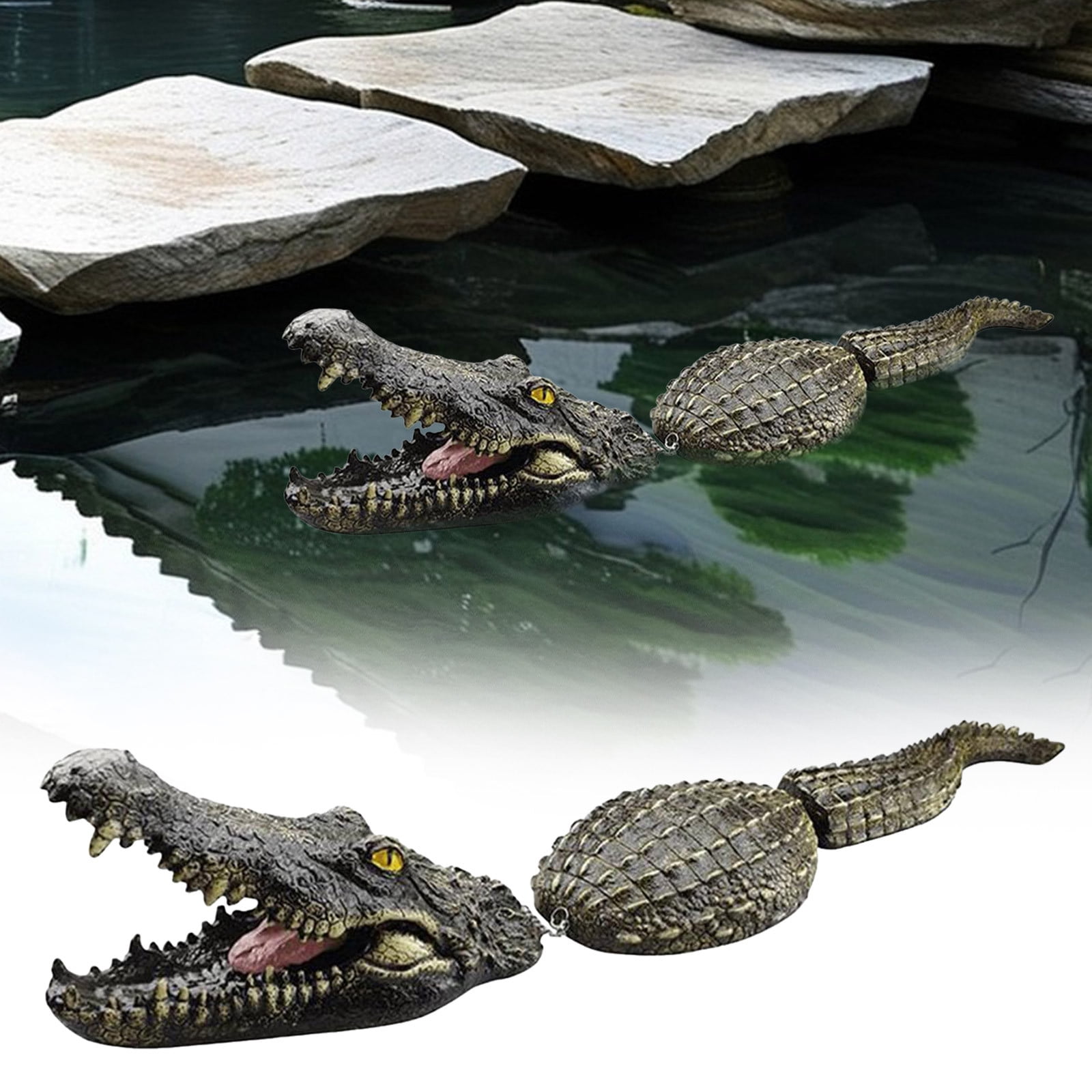 Olilia Floating Alligator Head Decoy, Pond Accessories Alligator Pool ...