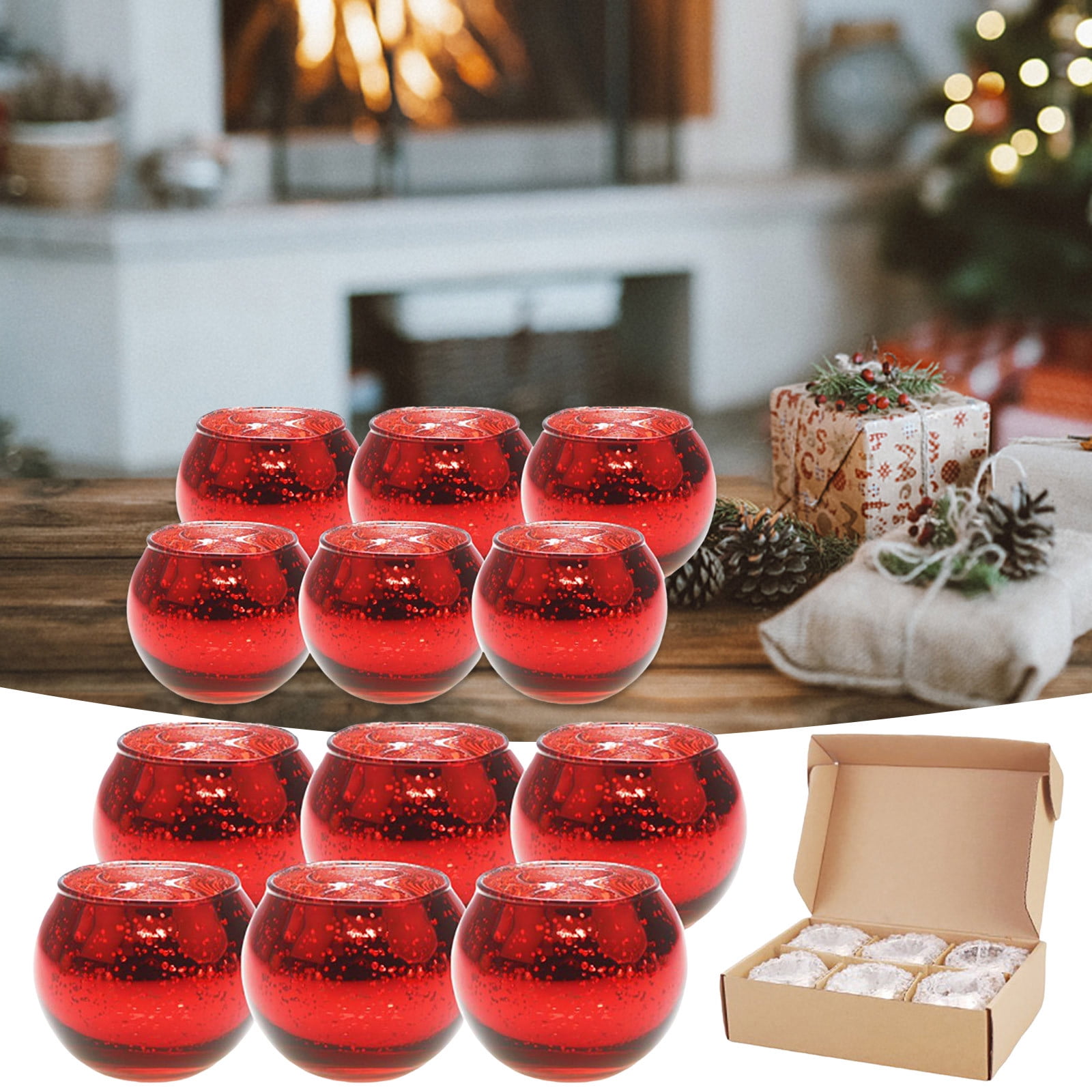 Olilia Red Votive Candle Holders Set of 6 - Mercury Glass Votives ...