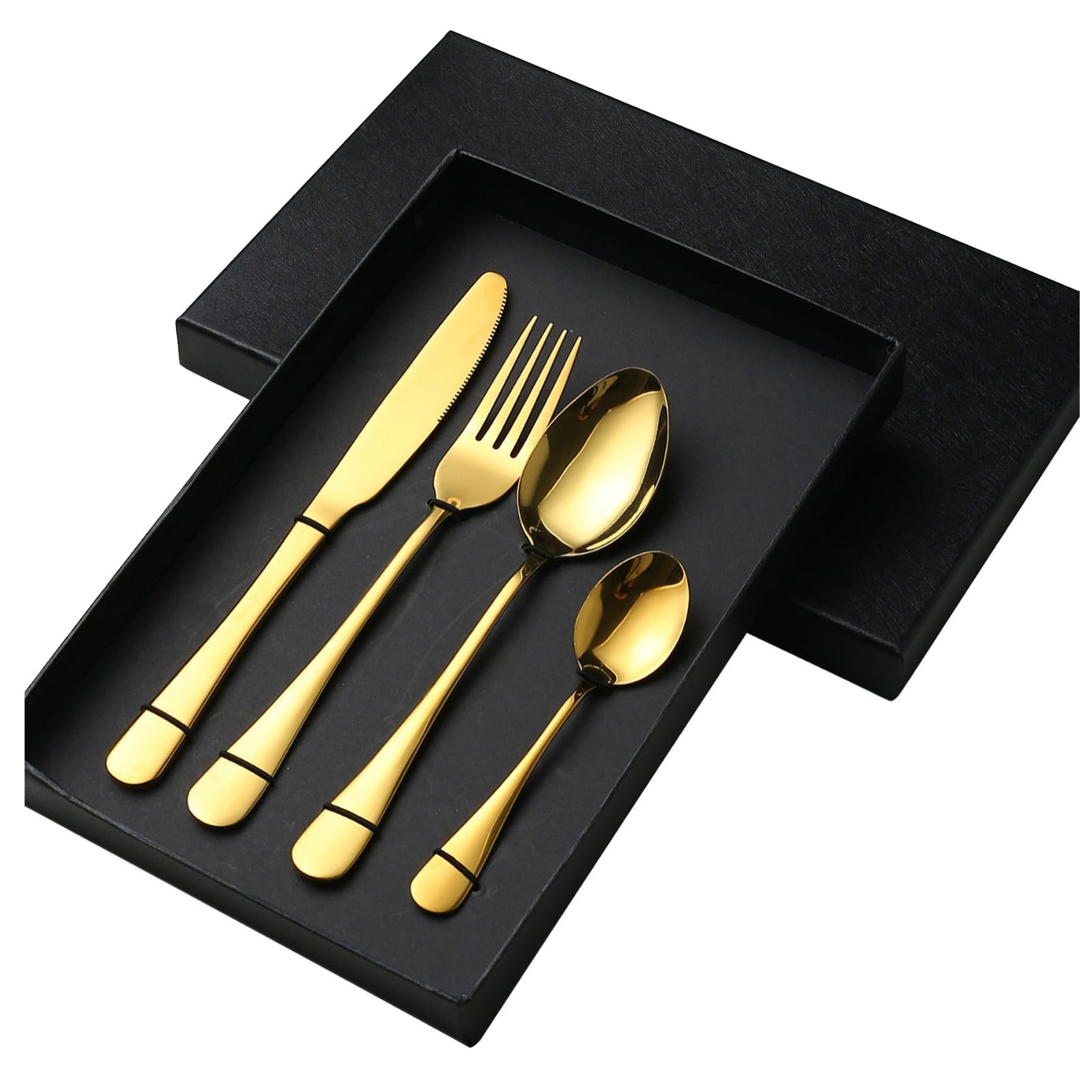 Olilia Silverware Gift Set, 4-Piece Forged Flatware Set Cutlery Set ...