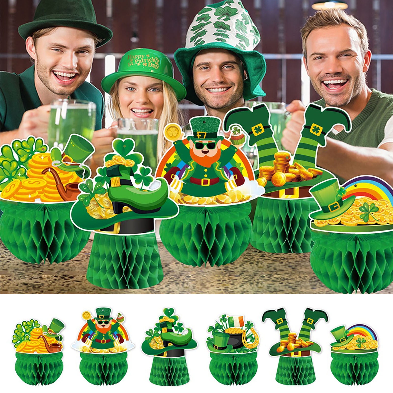Olilia St Patricks Day Table Decorations Honeycomb Centerpiece, 6pcs Saint Patricks Day ...