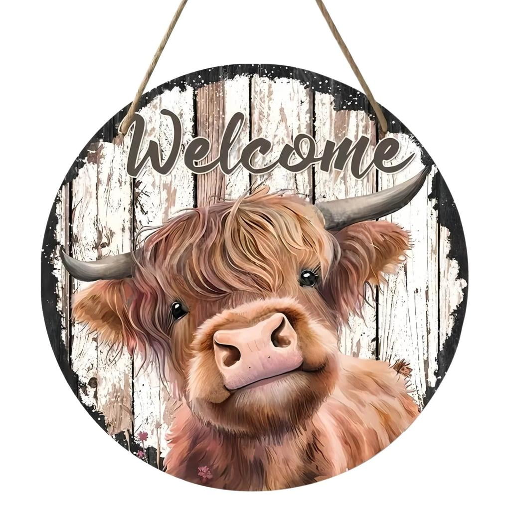 Olilia Welcome Sign Highland Cow Front Door Sign, Waterproof Wall ...