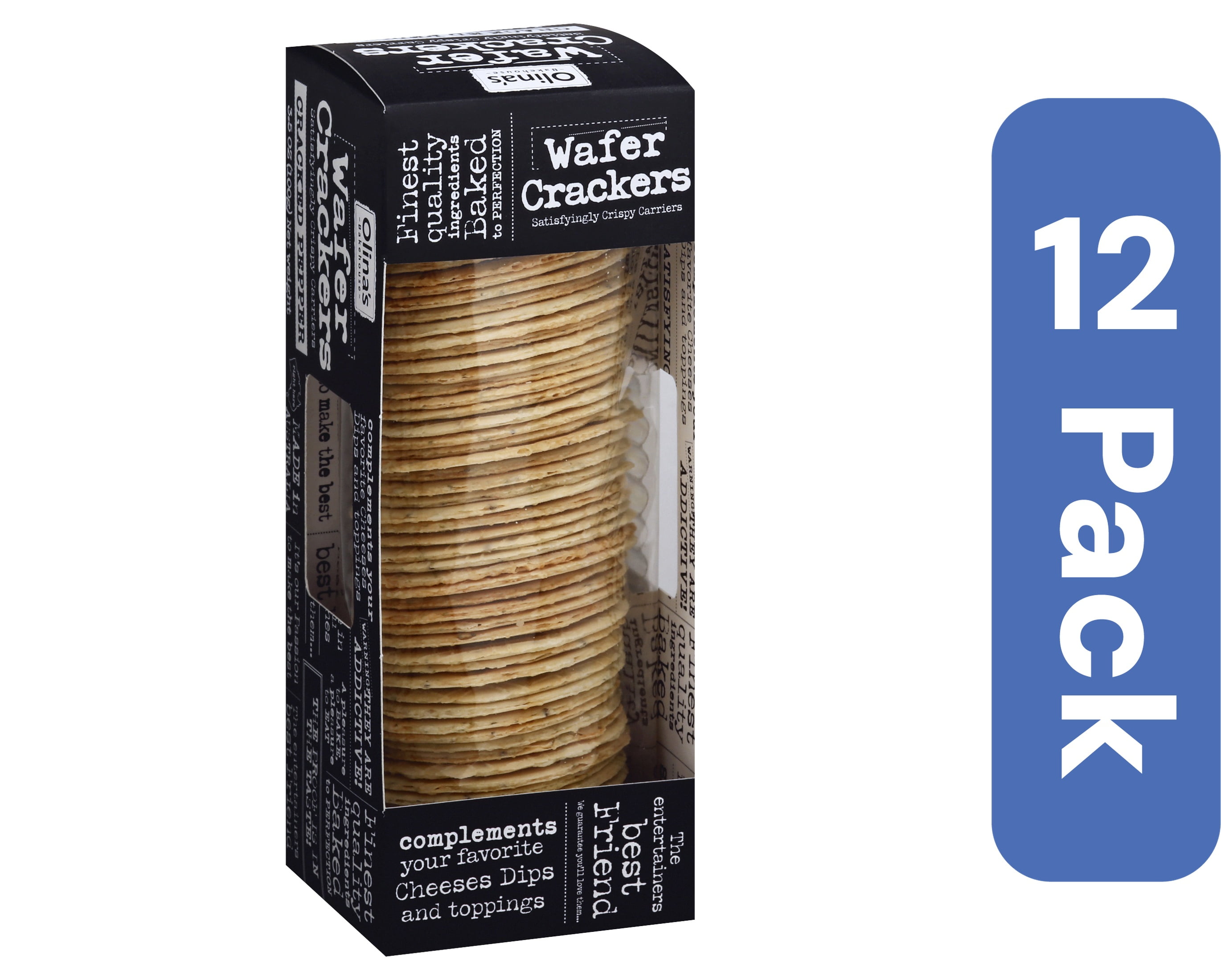 Olina's Bakehouse Cracked Pepper Cracker Wafers 3.5 oz (Pack of 12 ...