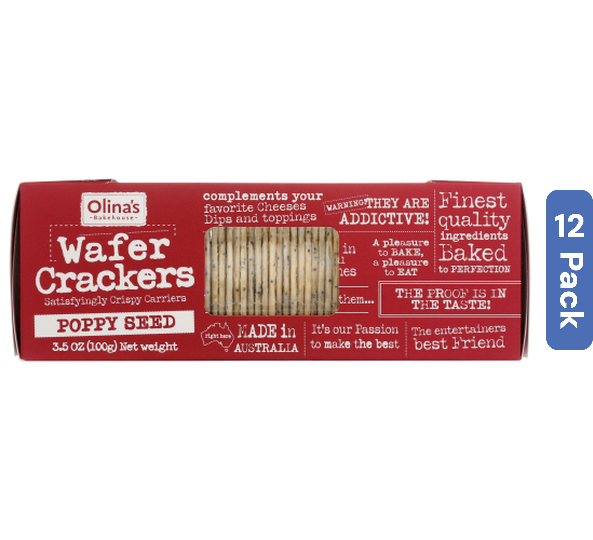 Olina's Bakehouse Poppy Seed Cracker Wafers 3.5 oz (Pack Of 12 ...