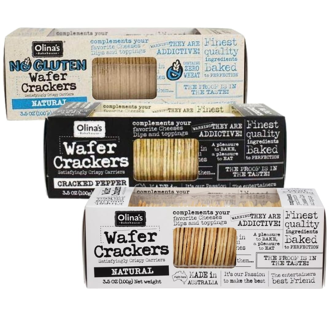 Olina's Bakehouse Wafer Crackers, SAF21 Assorted - Natural, Gluten Free ...