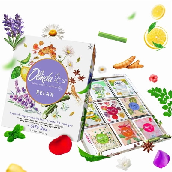 Olinda Relax Tea Sampler TGF4 Herbal Gift Box 45 Count Assorted ...