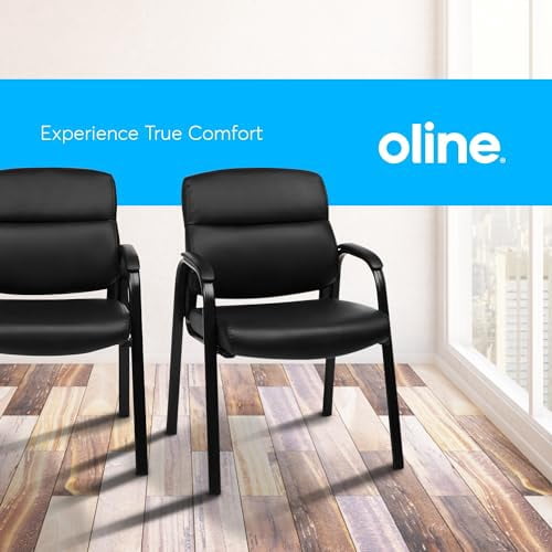 Oline Leather Guest Chair with Padded Arms, Reception Meeting ...