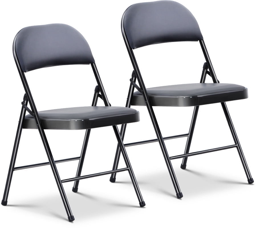 Oline Vinyl Folding Chairs, Padded Vinyl Cushion Chairs with Durable ...