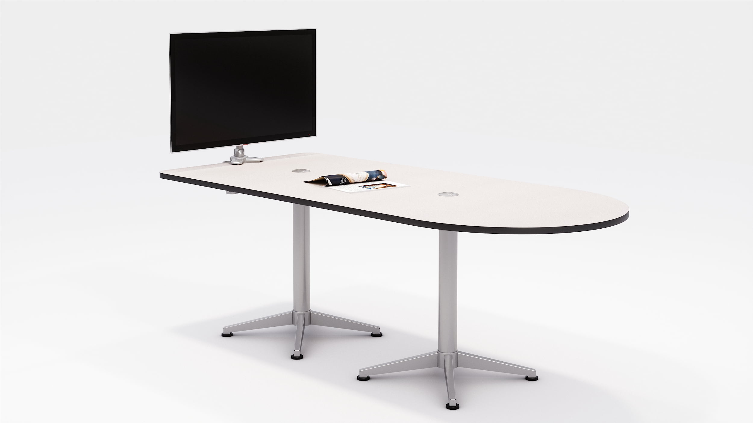 Olio Designs 36" x 84" Wood Top Horseshoe Work Table in Gray Nebula and ...