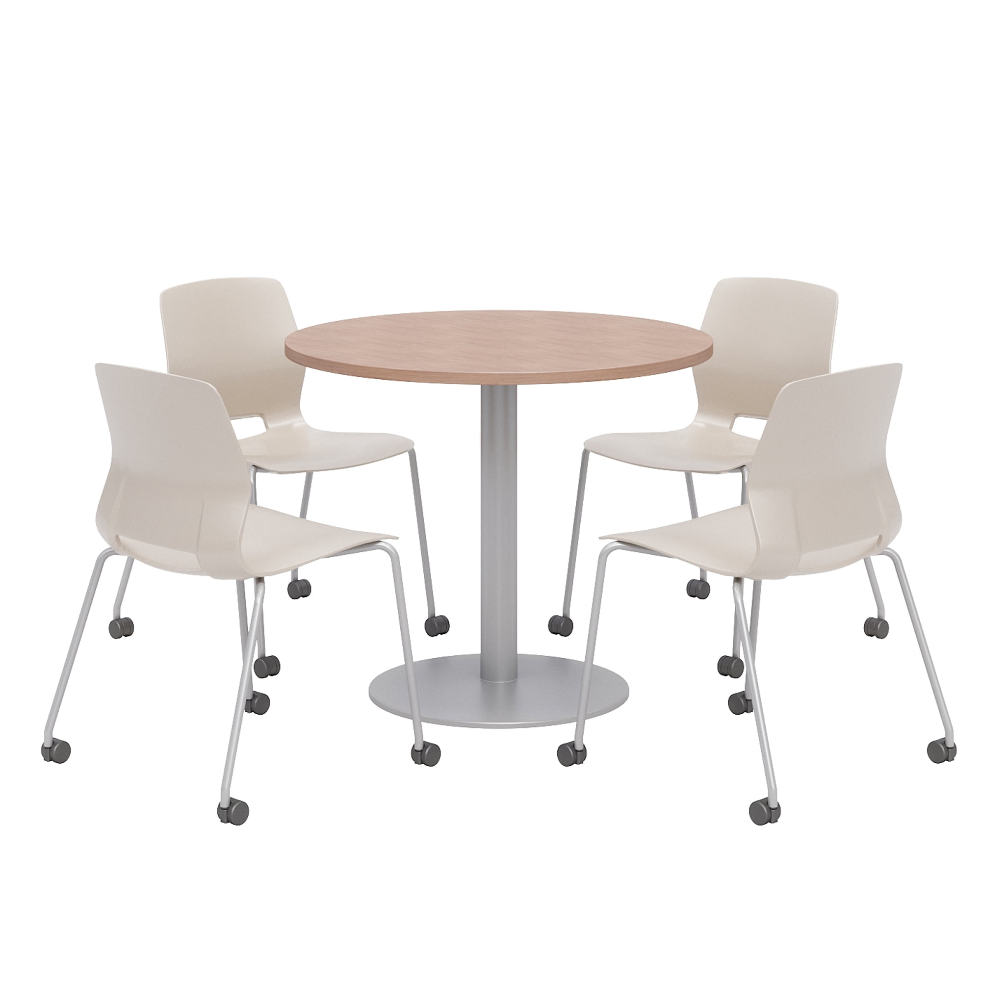 Olio Designs Cherry Round 36in Lola Dining Set - Moon Caster Chairs ...