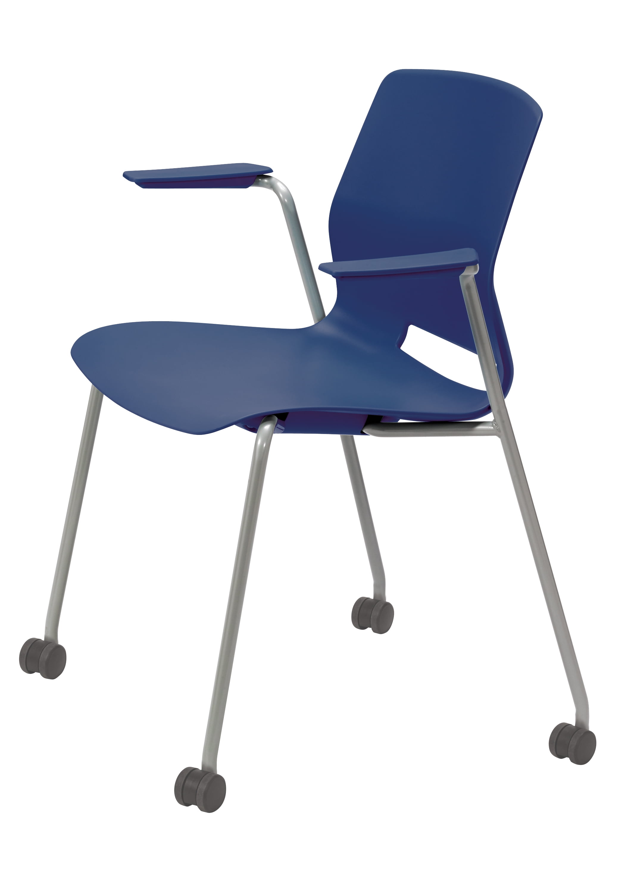 Olio Designs Lola 31"H Stack Chair, Caster Base, Arms, Navy - Walmart.com