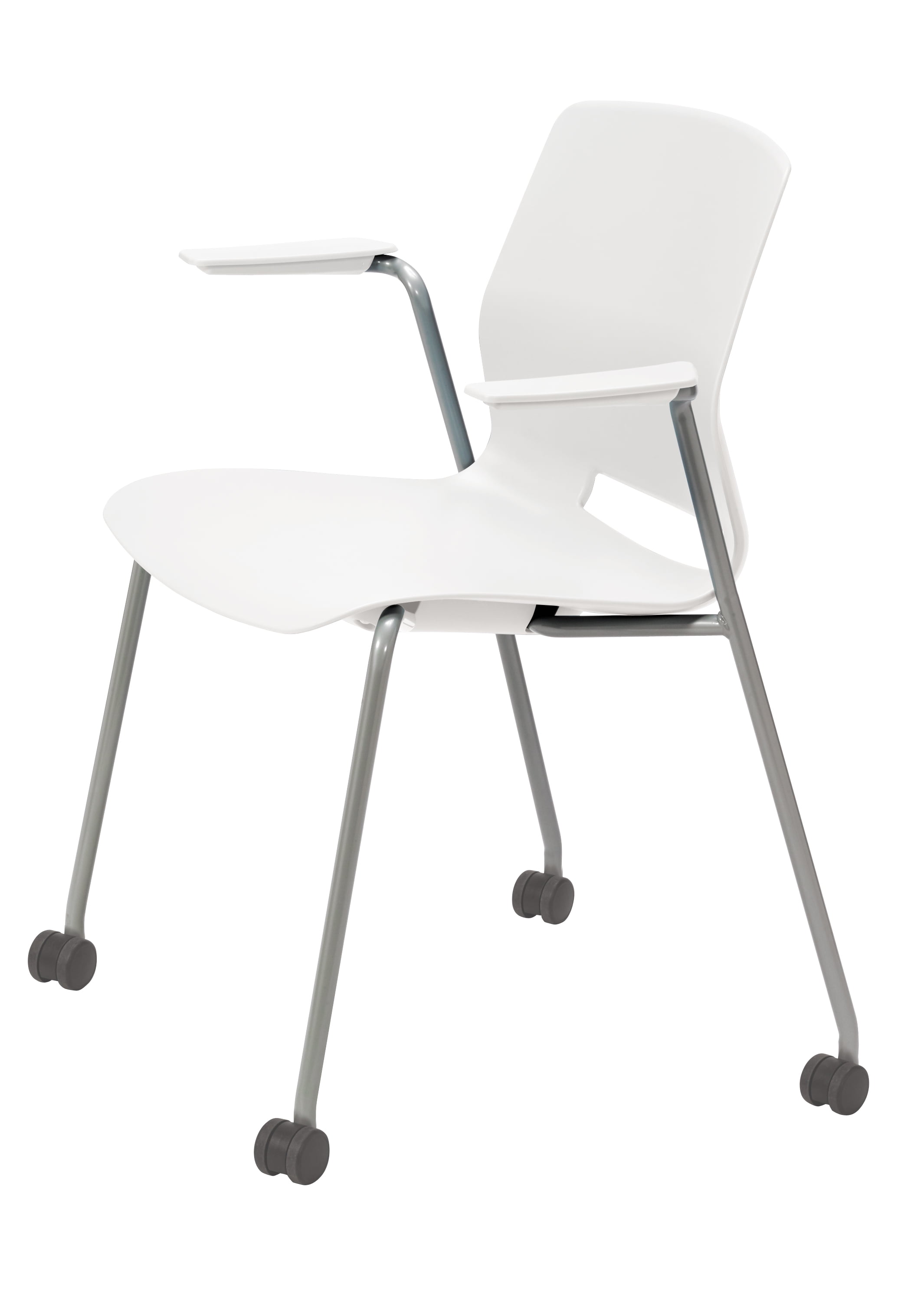 Olio Designs Lola 31"H Stack Chair, Caster Base, Arms, White - Walmart.com