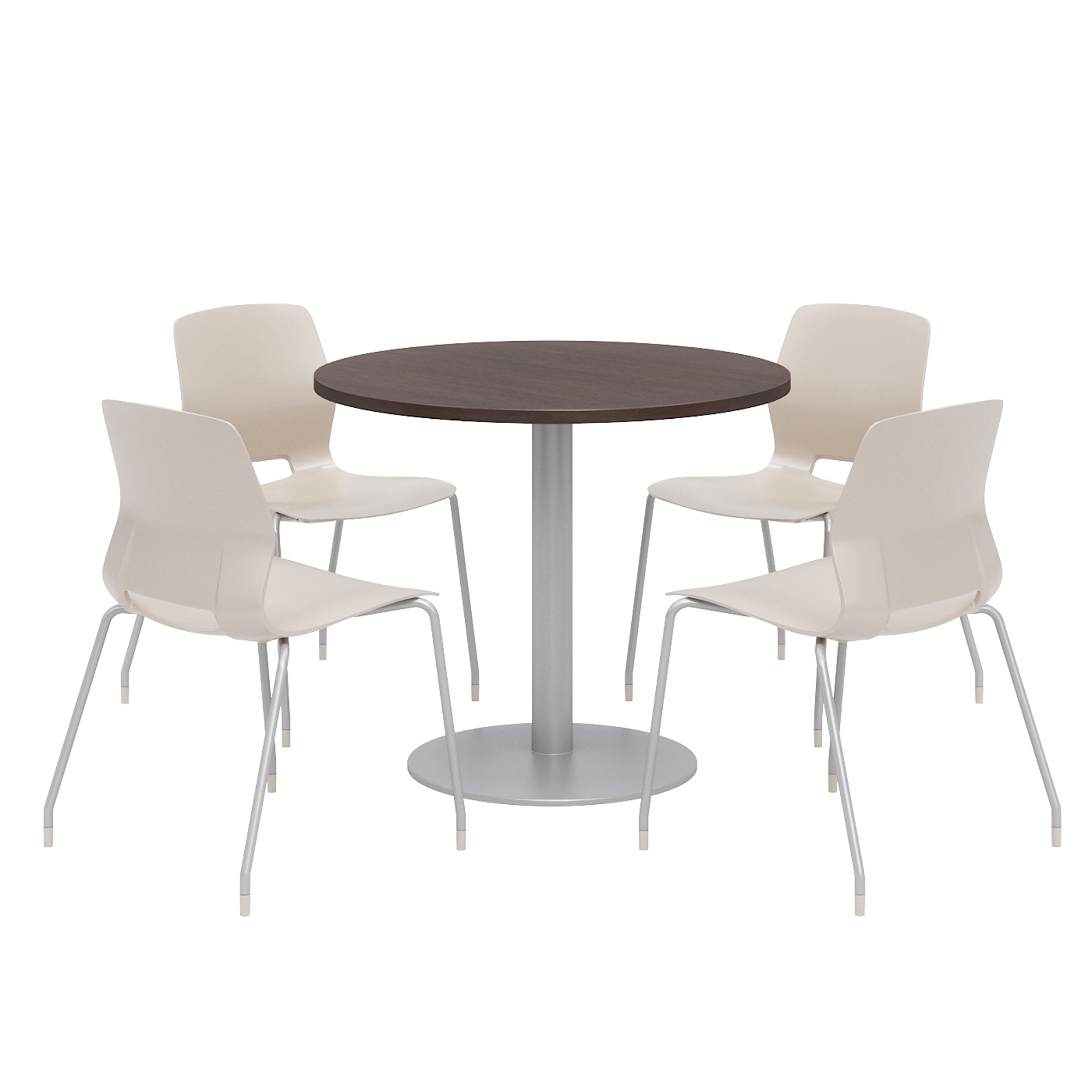 Olio Designs Round 36in Lola Dining Set - Espresso Table - Moon Chairs - Walmart.com