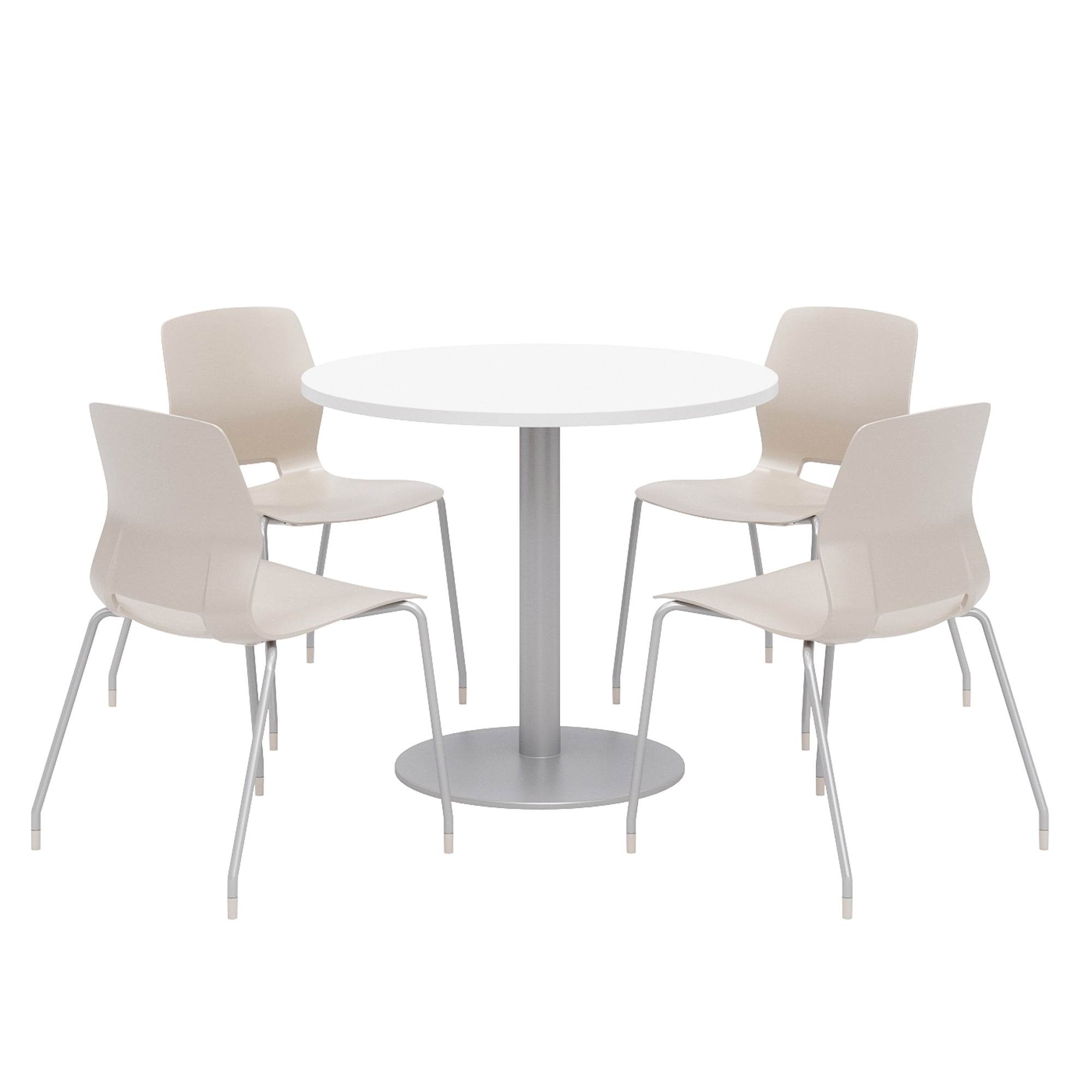 Olio Designs Round 36in Lola Dining Set - White Table - Moonbeam Chairs ...