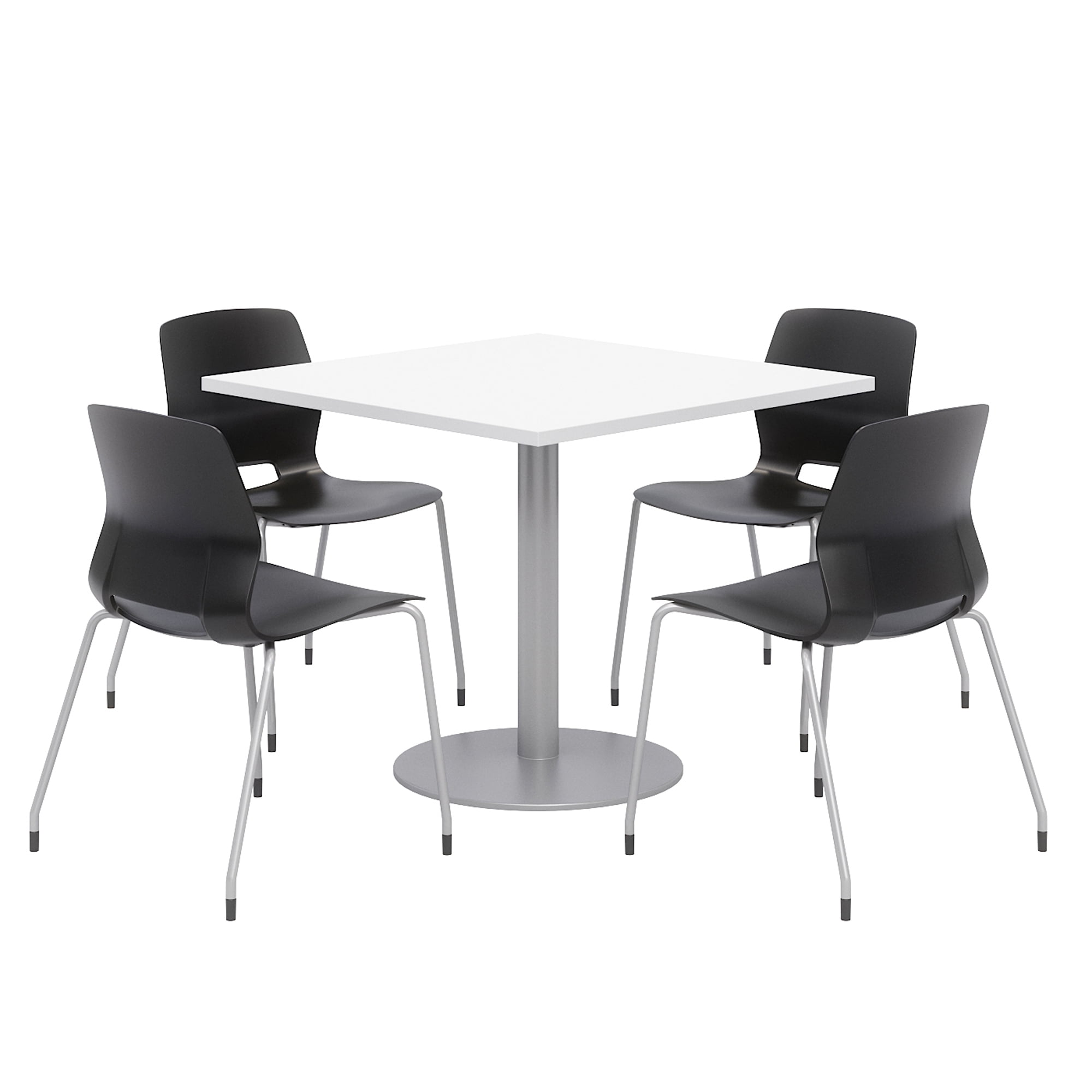 Olio Designs Square 36in Lola Dining Set - White Table - Black Chairs ...