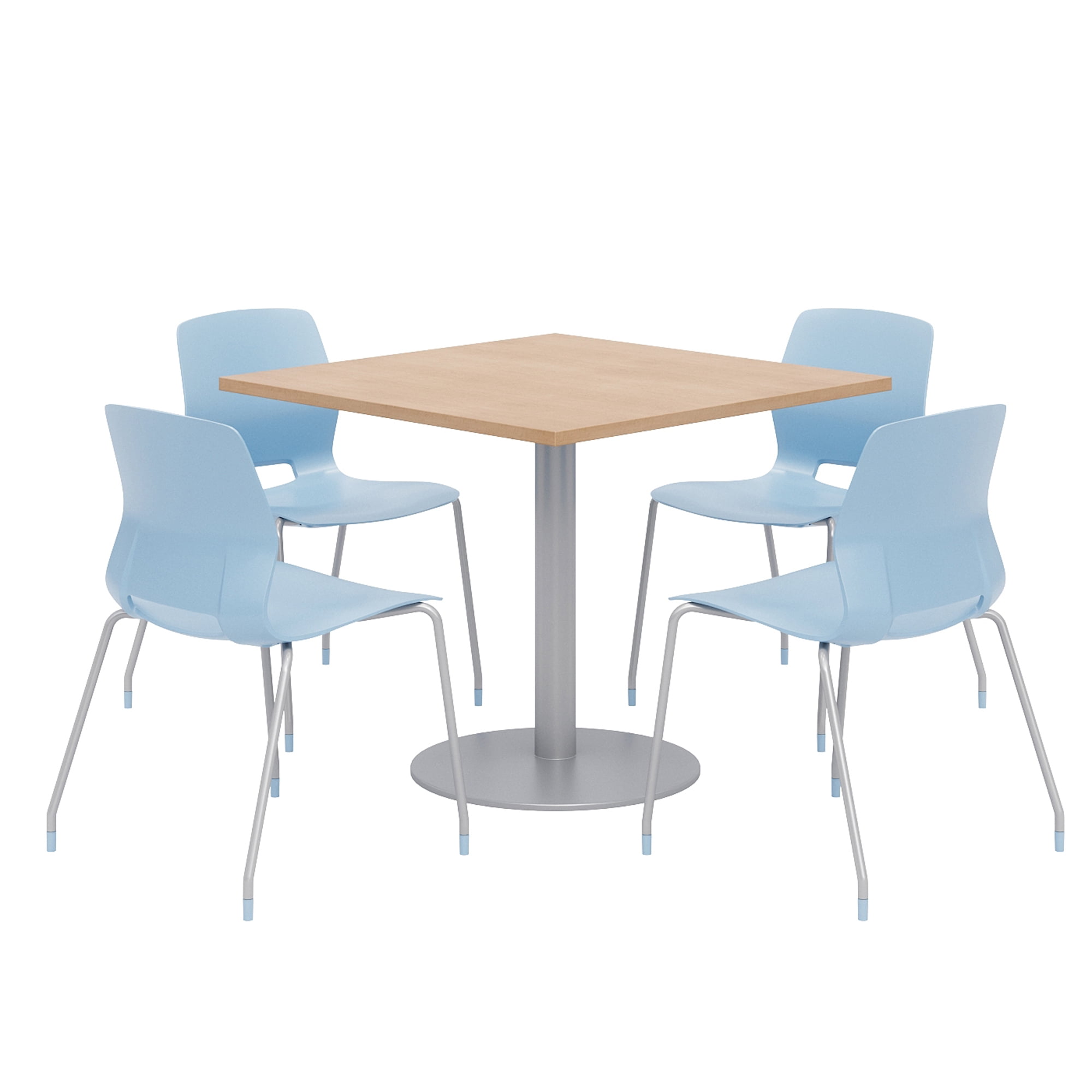 Olio Designs Square 42in Lola Dining Set - Maple Table - Sky Blue ...