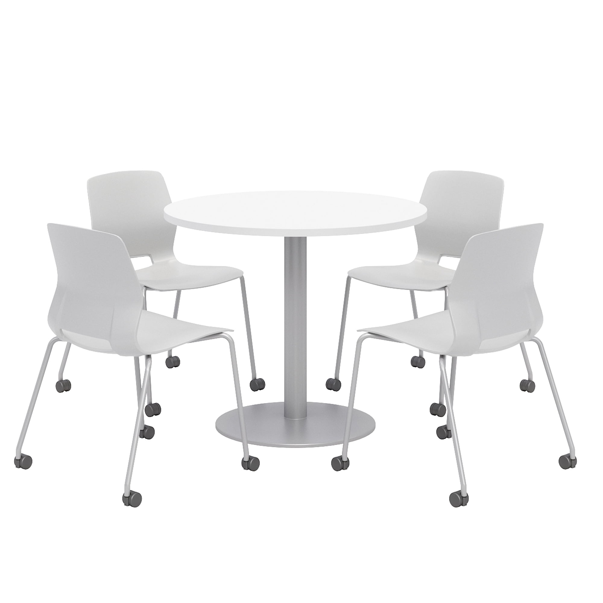 Olio Designs White Round 36in Lola Dining Set - Gray Caster Chairs ...