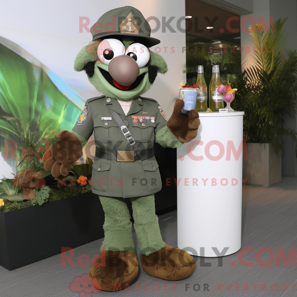 Olive Air Force Soldier REDBROKOLY mascot costume character dressed ...