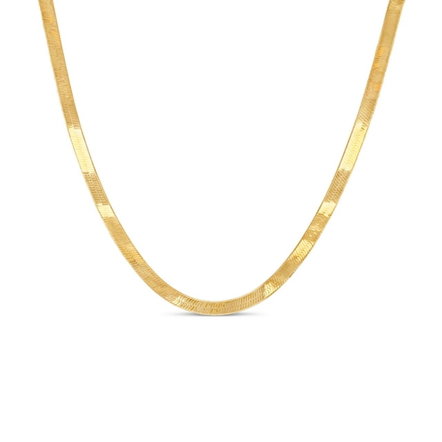 Olive & Chain 14K Gold Plated Herringbone Chain Necklace in Sterling ...