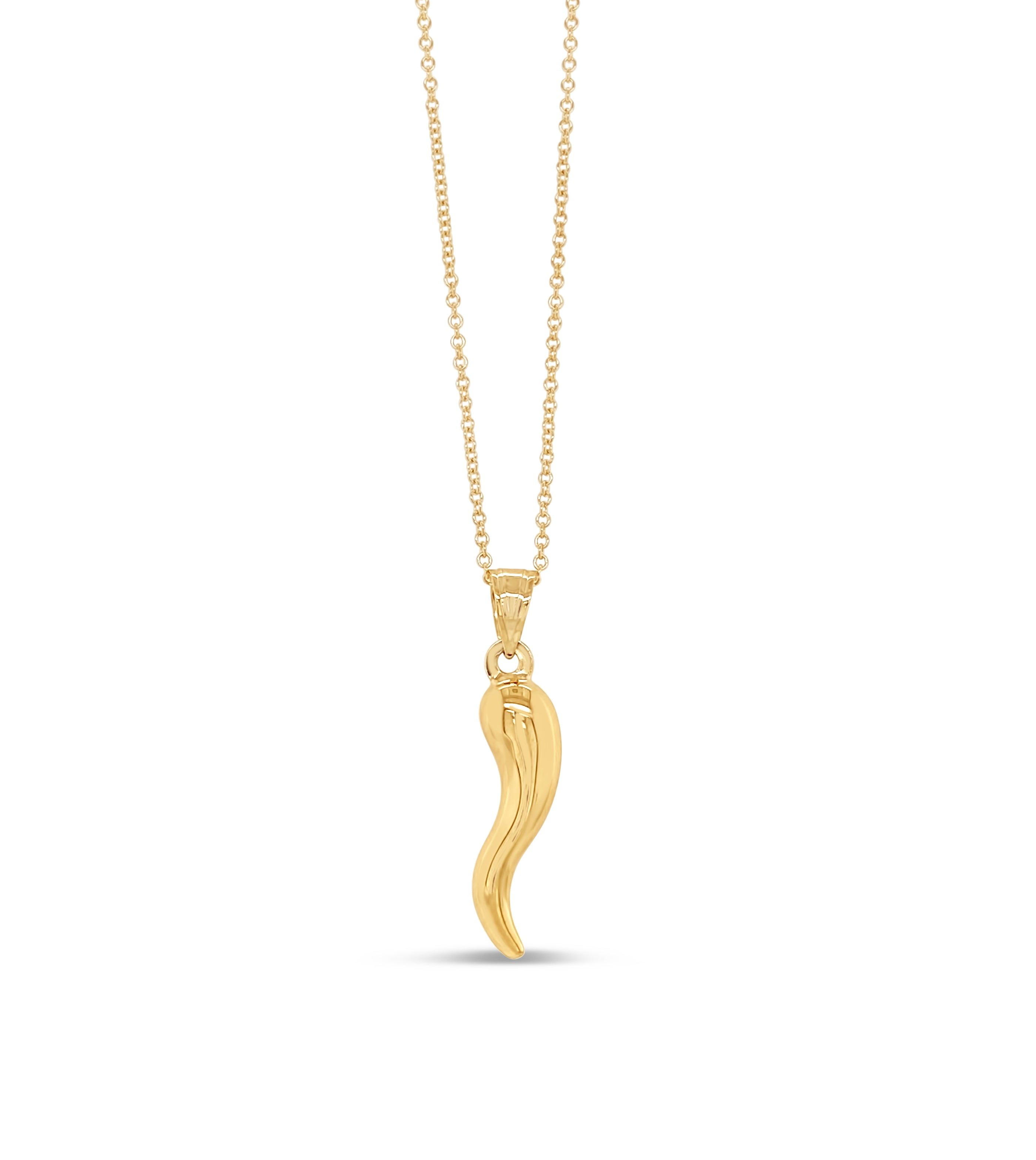 Olive & Chain 14k Yellow Gold Cornicello Italian Horn Charm Necklace ...
