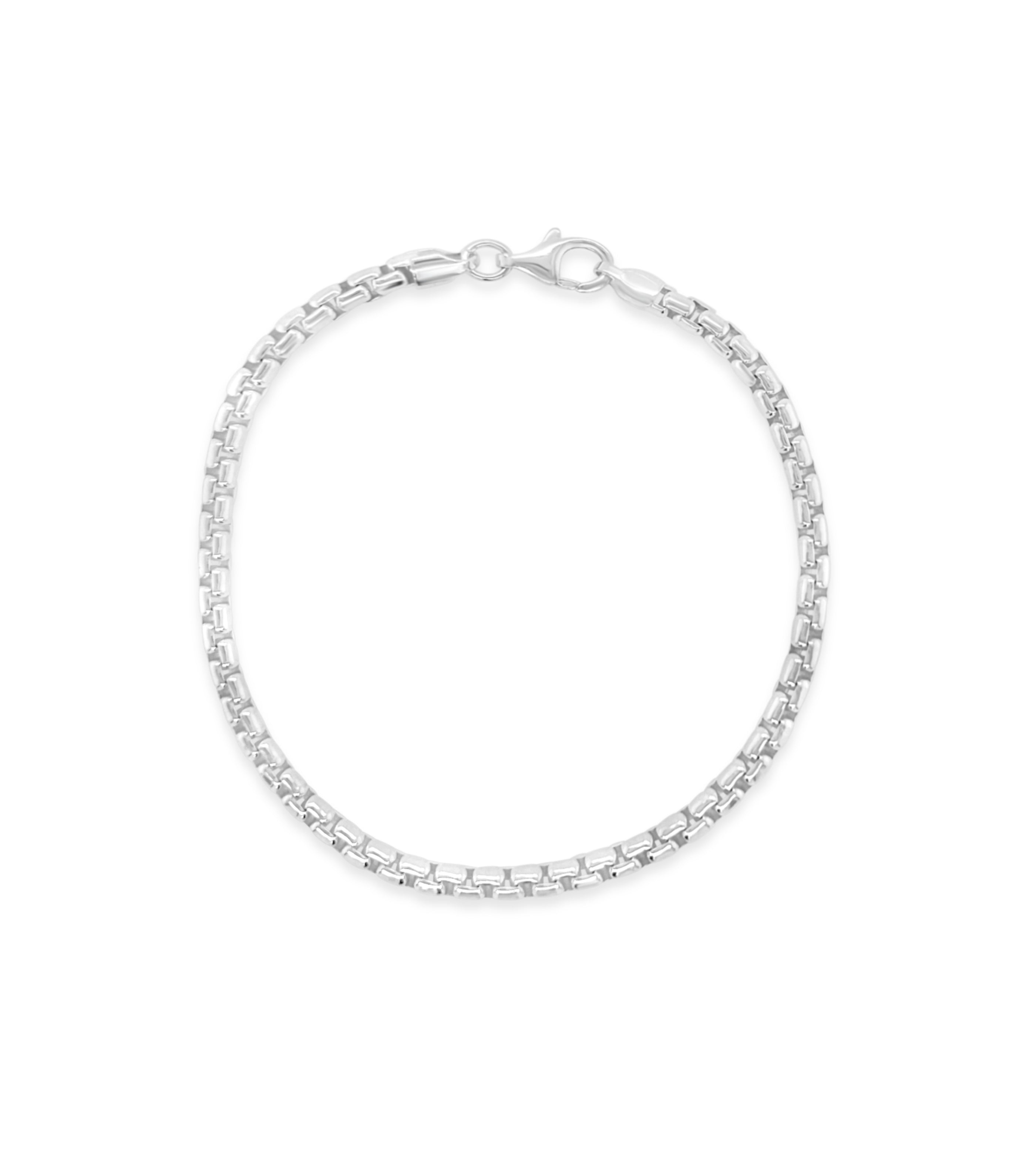 Olive & Chain 925 Sterling Silver Round Box Chain Bracelet 5mm 7 inch ...