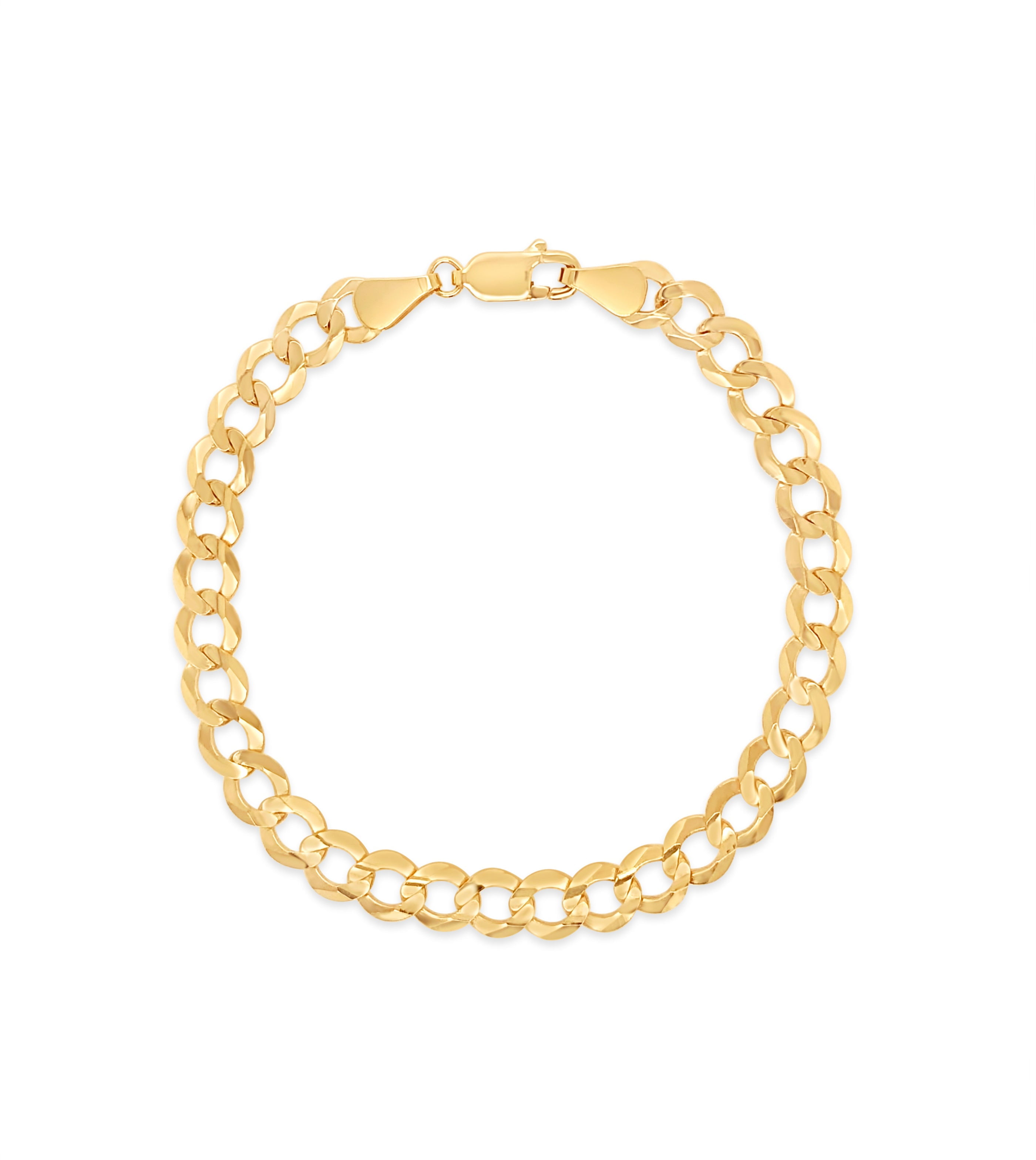 Olive & Chain Solid 10k Yellow Gold Curb Link Chain Bracelet {7 inch 2 ...
