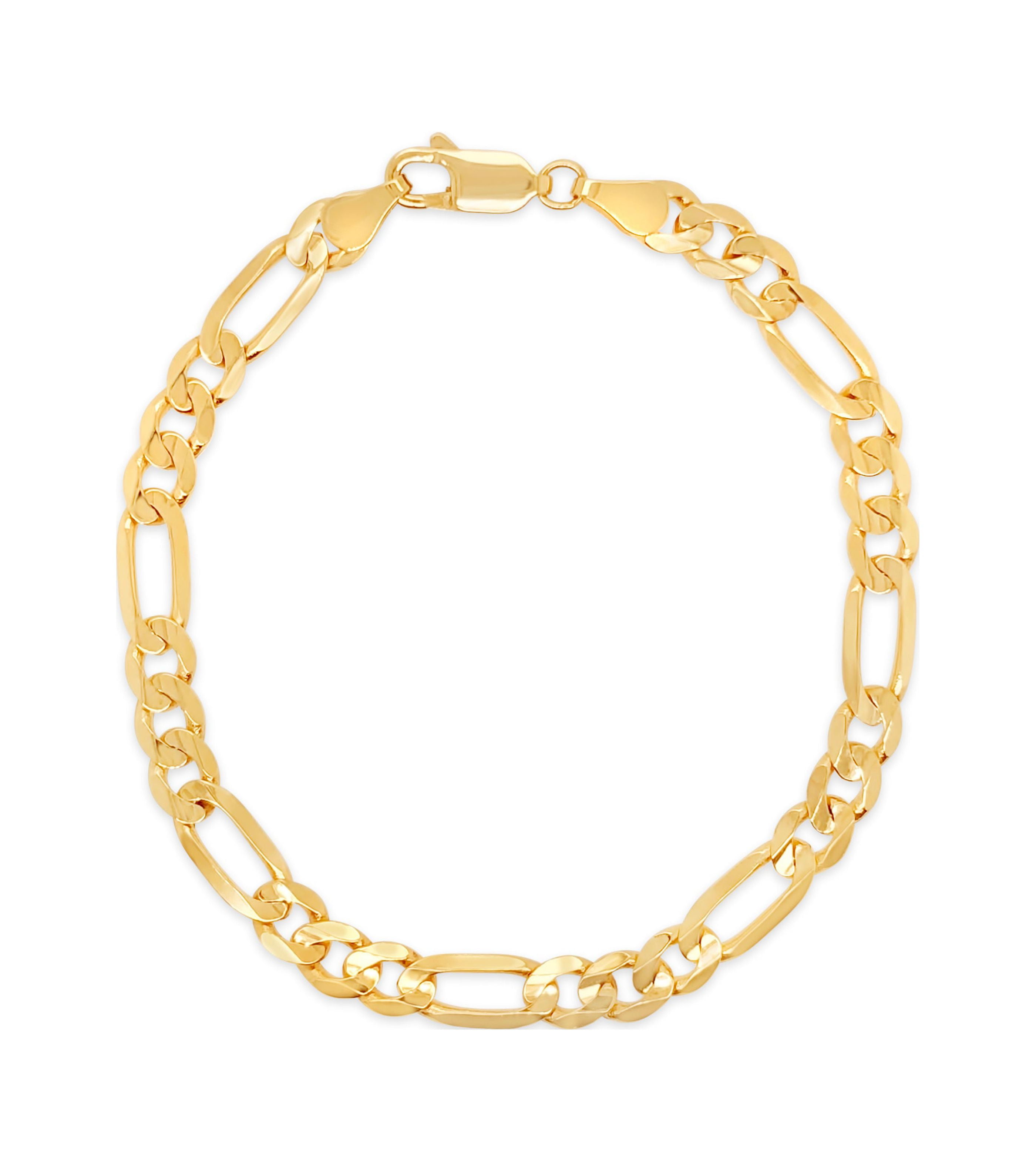 Olive & Chain Solid 10k Yellow Gold Figaro Link Chain Bracelet {7 inch ...