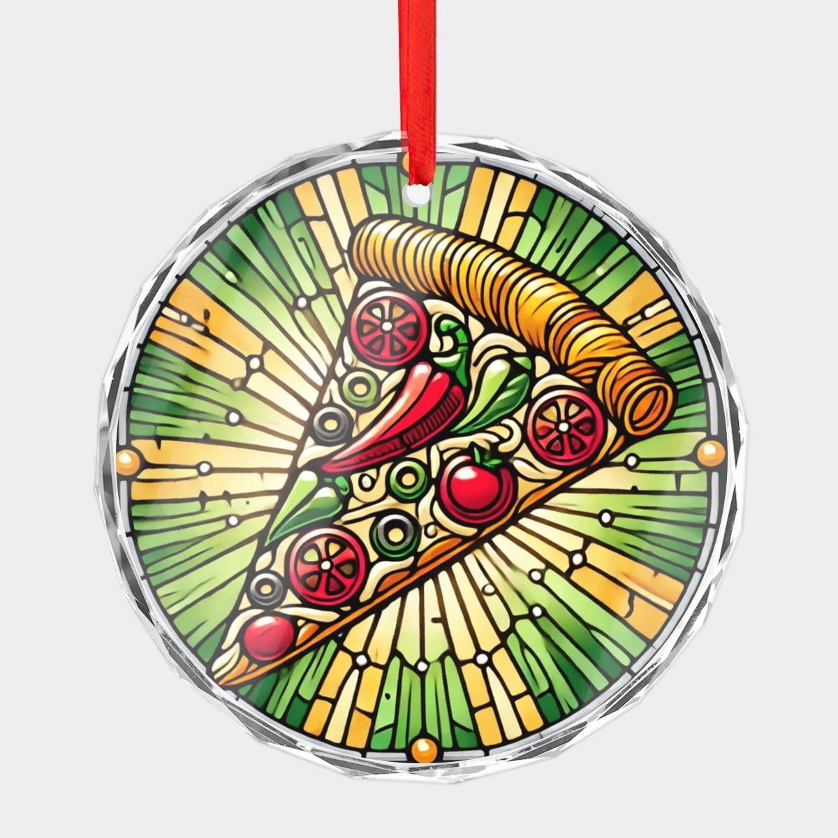 Olive Chili Jalapeno Pizza Slice Foodie Crystal Glass Christmas ...