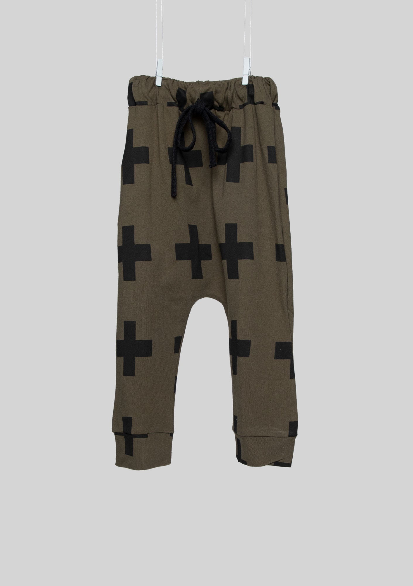 Olive Cross Print Harem Joggers - Walmart.com