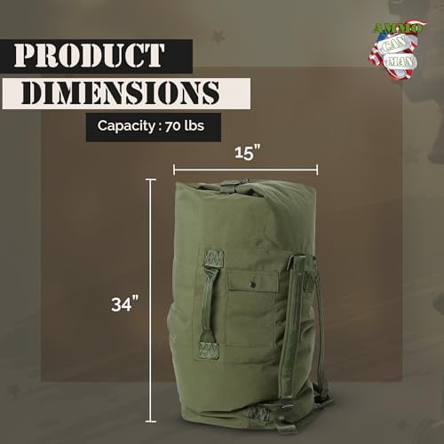 Olive Drab Green Military Style Duffle Bag – 70 lb Nylon Tactical ...