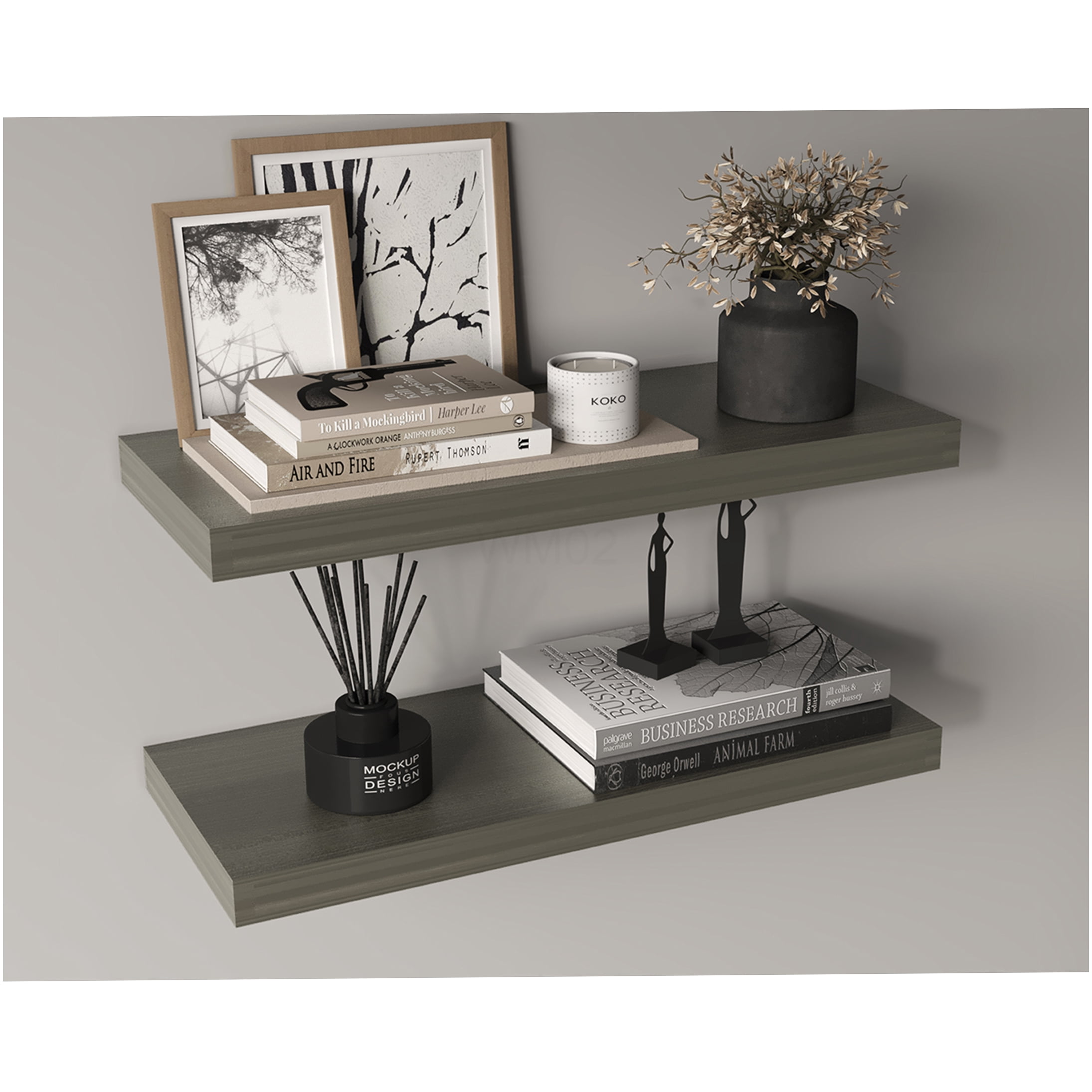 Olive Floating Shelves Set of 2, 31.5 Inch Wide Wall Mounted Shelving ...