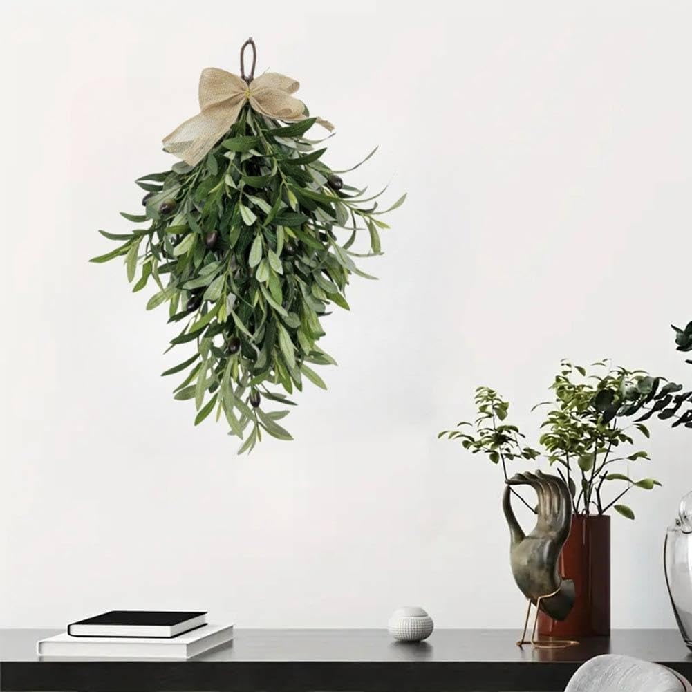 Olive Floral Swag, 23.62in Artificial Greenery Olive Wreath, Artificial ...