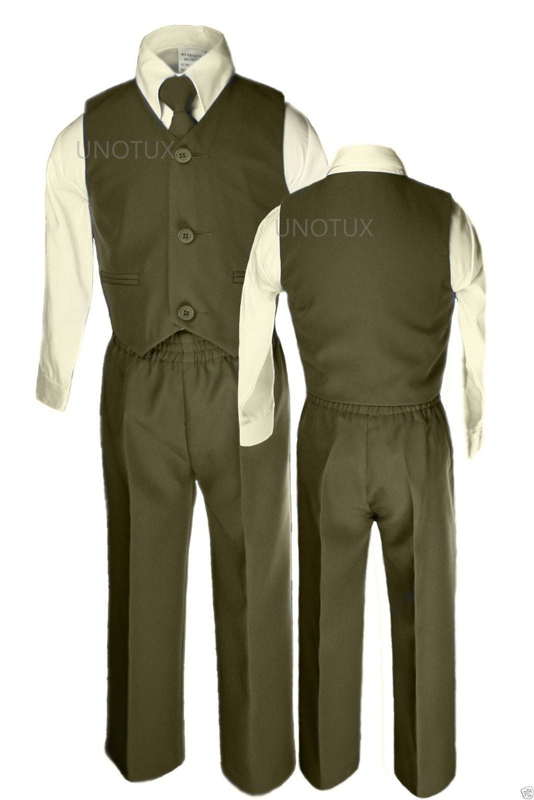 Olive GREEN Vest Suit Set Formal Infant Toddler Boy Wedding 12M 18M 24M ...