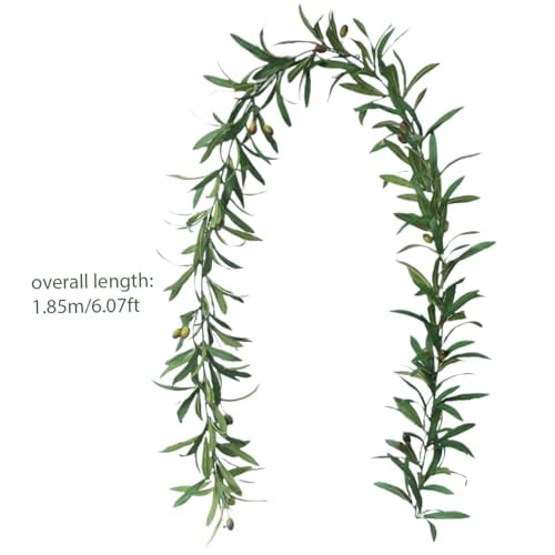 Olive Garland, 73 Inch Olive Leaf Garland, Artificial Olive Branch ...