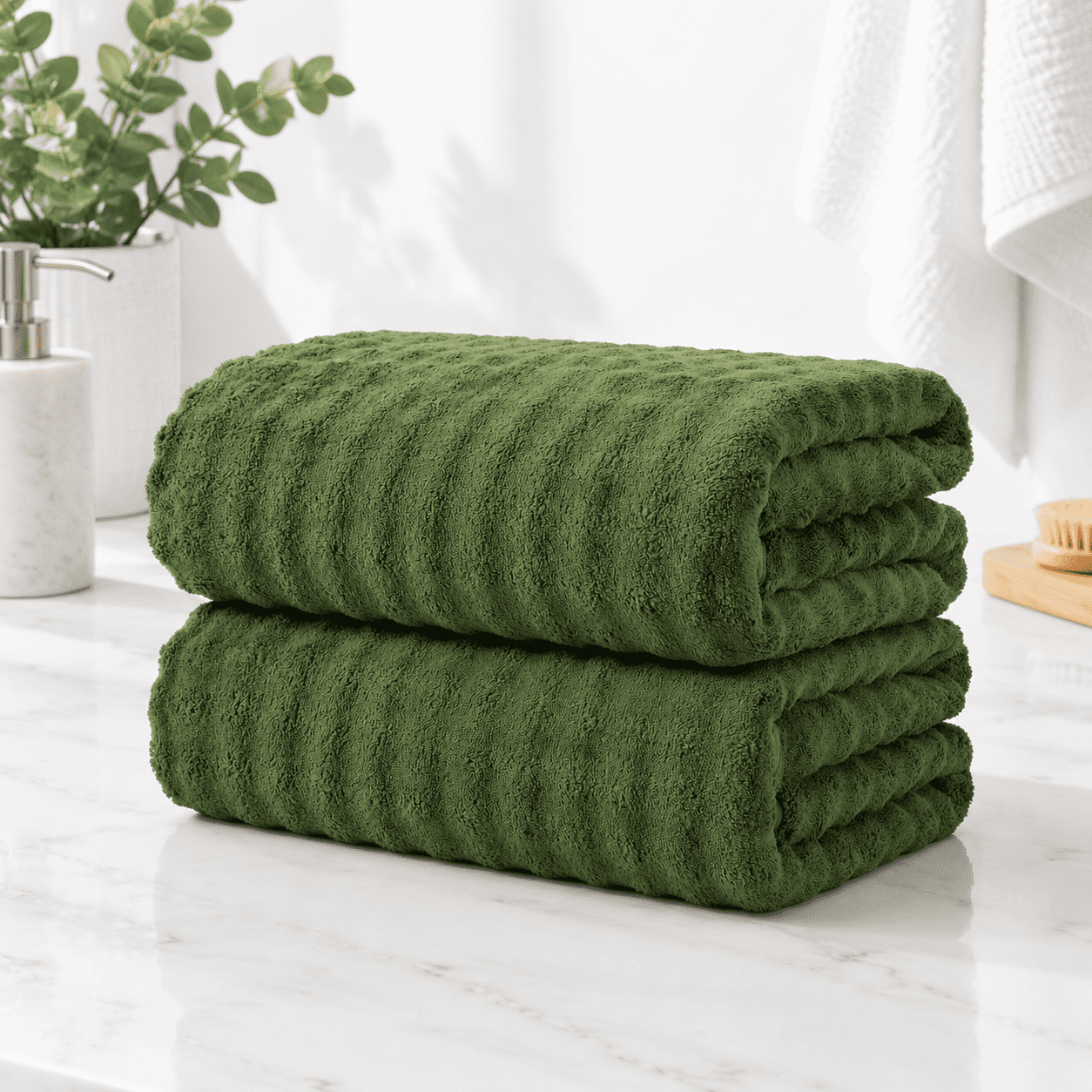 Olive Green 2 Piece Bath Sheet Set Extra Large 40x80 Inch Quick Dry ...