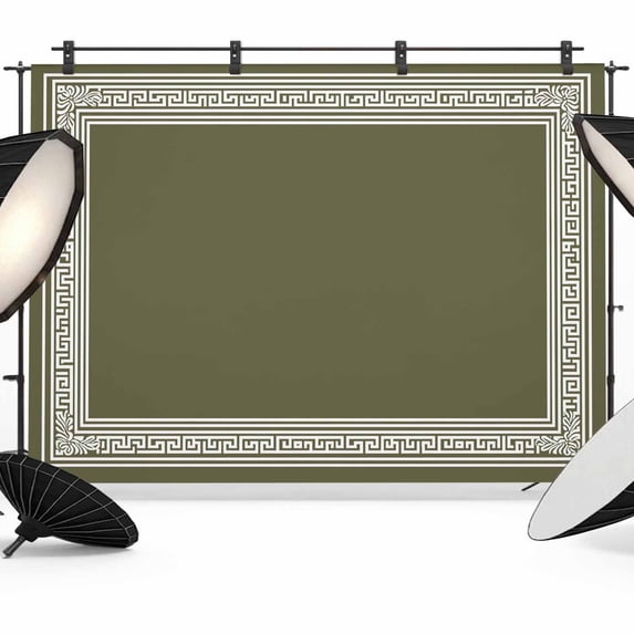 Olive Green Abstract Art Photography Backdrop 10x8FT, Geometric Greek ...