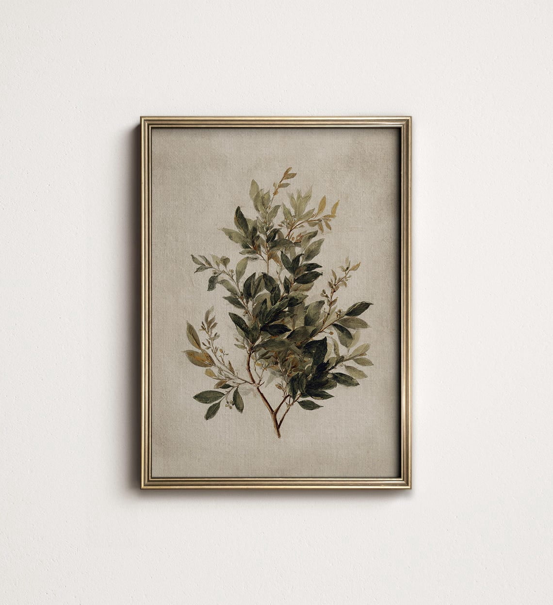 Olive Green Antique Leaf Farmhouse Poster, Stretched Size 12x18 ...