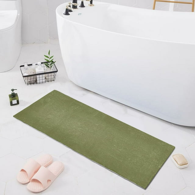 Olive Green Bath Mat 39x20 Non-Slip Bathroom Rugs Absorbent Soft Plush ...