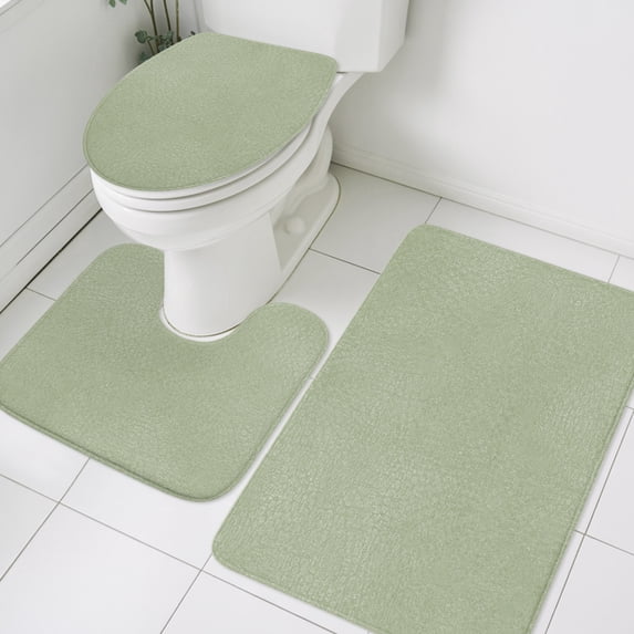 Olive Green Bathroom Rugs Set Natural Solid Color Organic Mottling ...